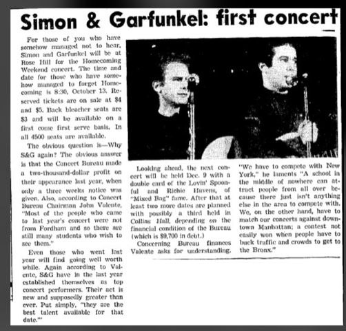 1966 and 1967 Simon & Garfunkel at Fordham University – Paul Simon ...
